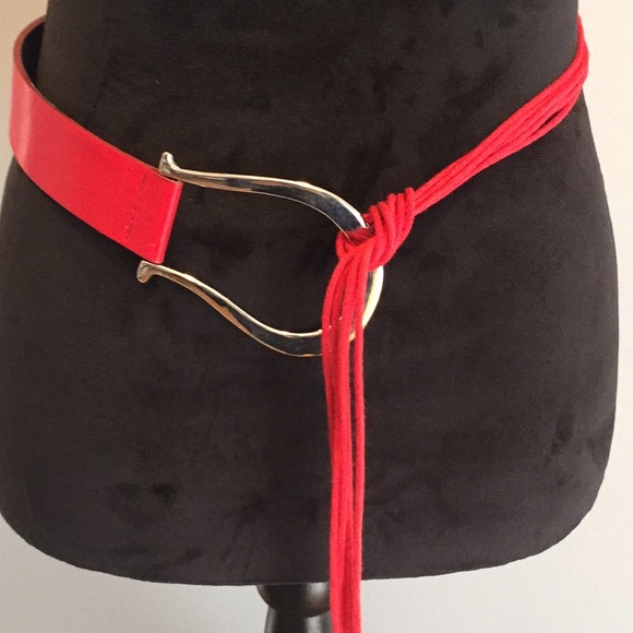 Accessories | Red Hip Hugger Leathercotton Belt | Poshmark